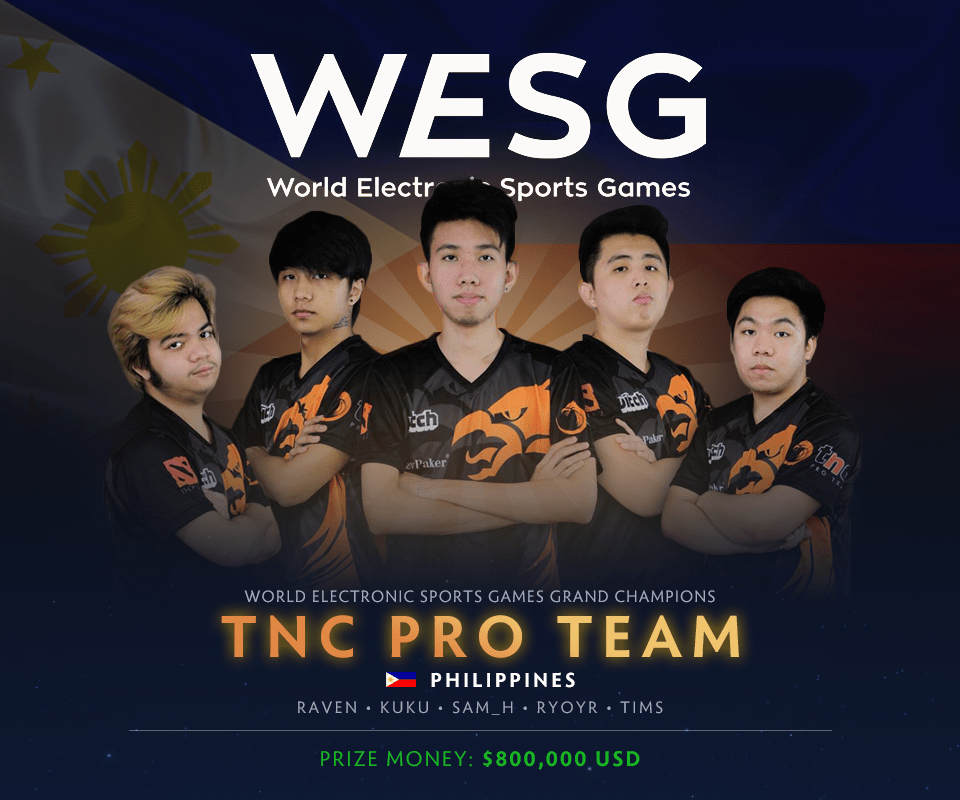 TnC Pro Philippines Wins 40 million Pesos at DOTA 2 WESG Championship ...